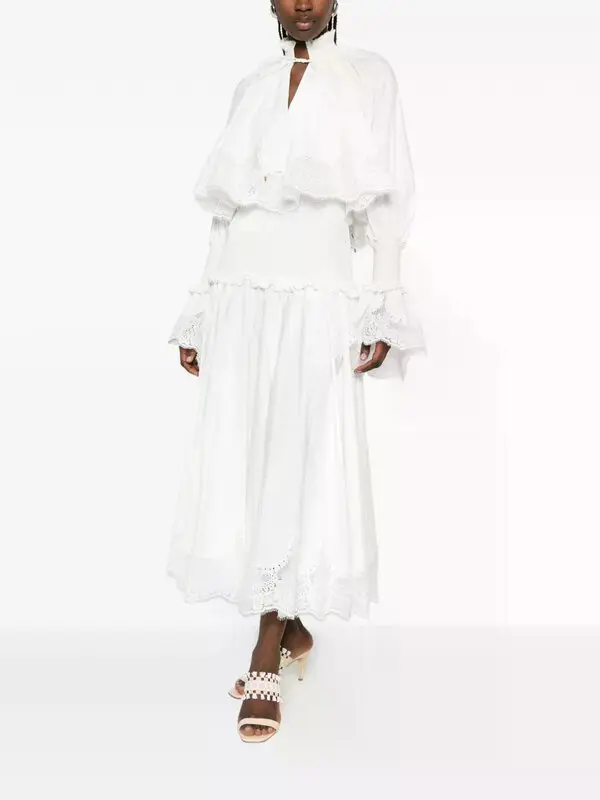 Zimmermann Lace-detail Ruffle Midi Dress