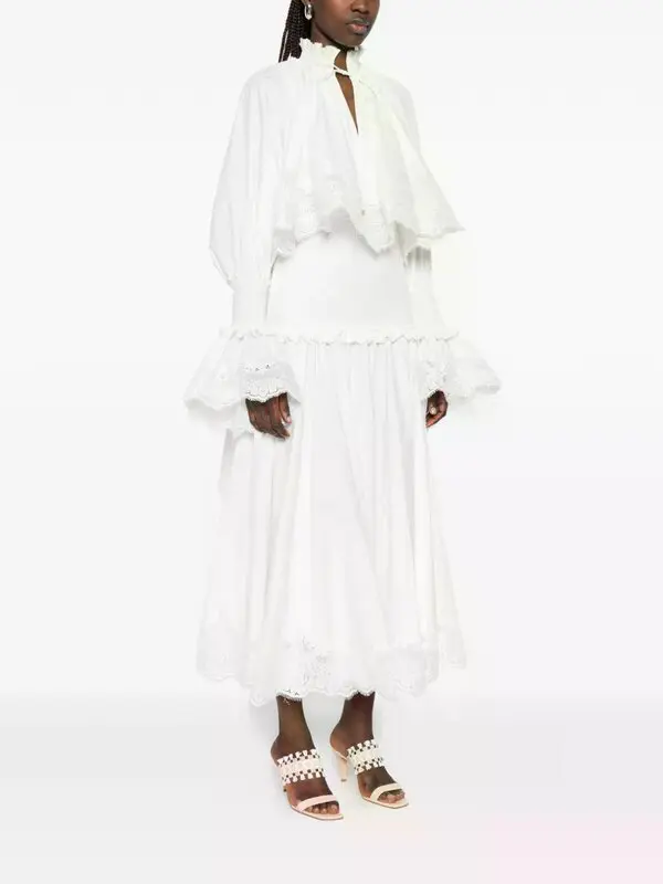 Zimmermann Lace-detail Ruffle Midi Dress