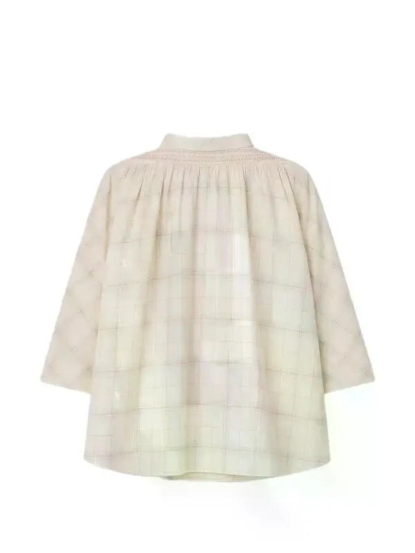 FORTE_FORTE Tartan Pattern Macrame Embroidered Shirt