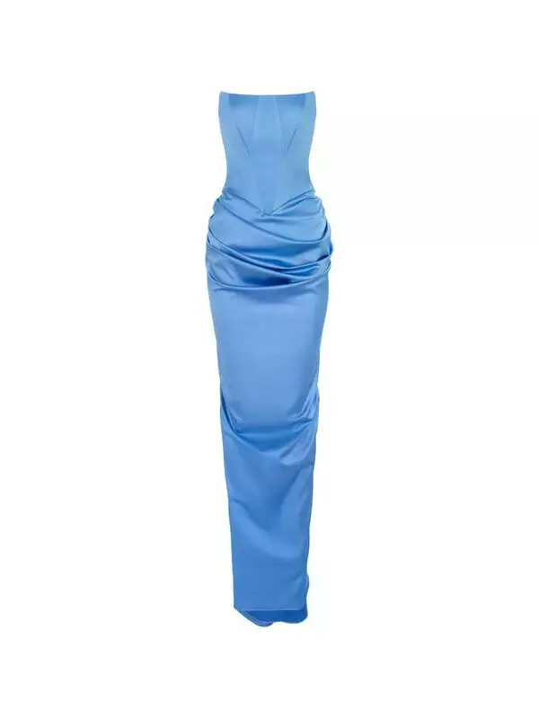 V:PM ATELIER Flavia Ruched Corset Dress - Blue