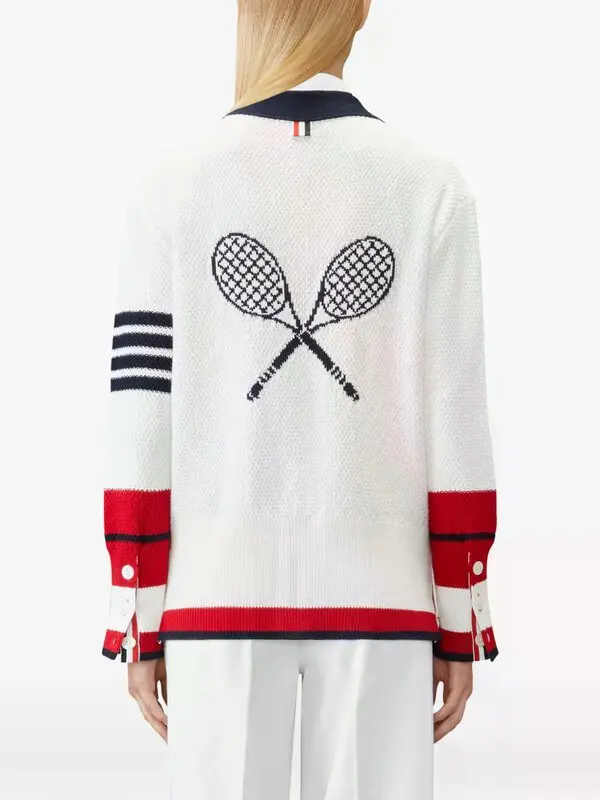 Thom Browne Tennis Racquet Intarsia Cardigan