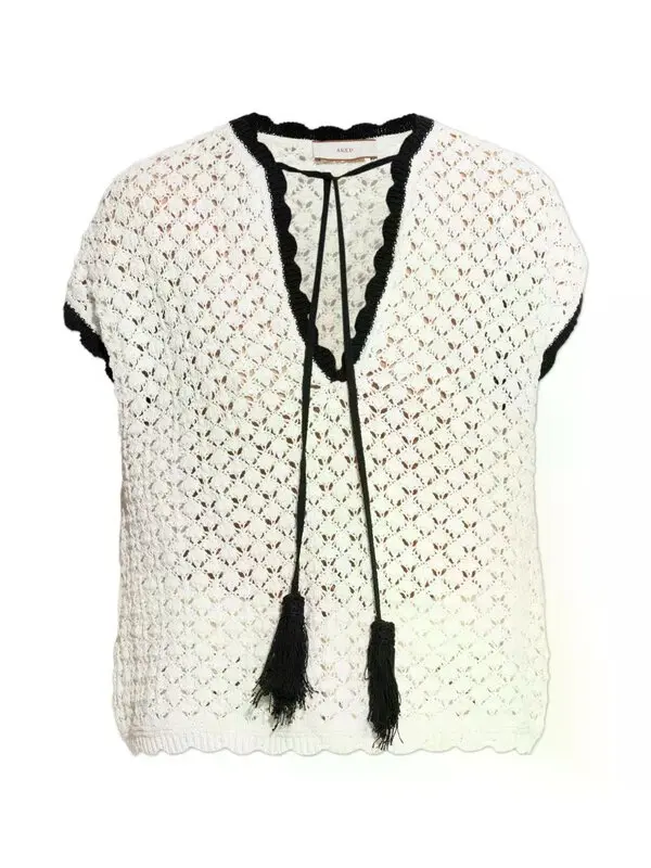 AKEP Crochet Knit Blouse - White