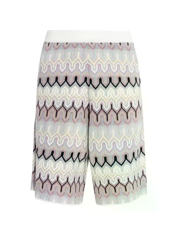 AKEP Geometric-pattern Bermuda Shorts - White