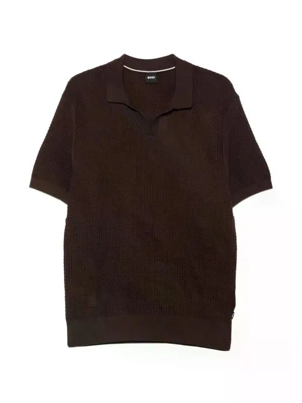 BOSS Texture V-neck T-shirt - Brown