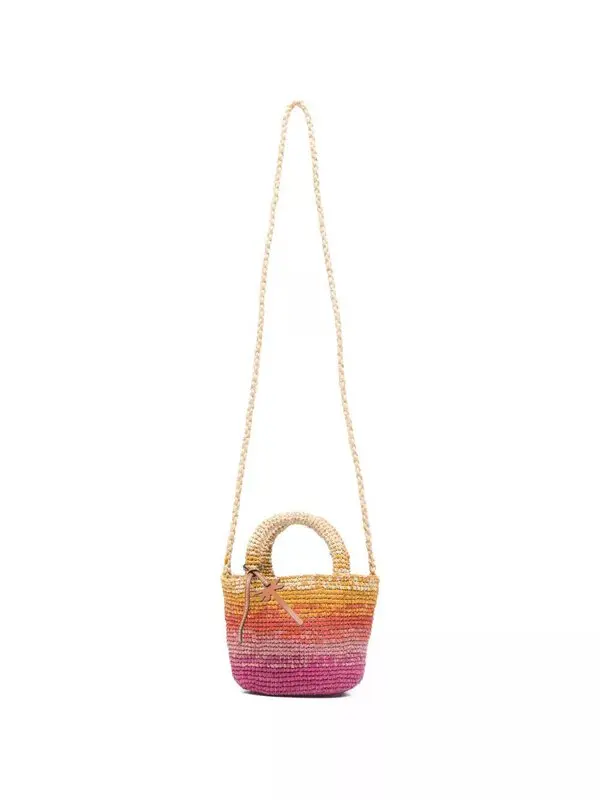 Manebí Mini Raffia Panier Tote Bag - Pink