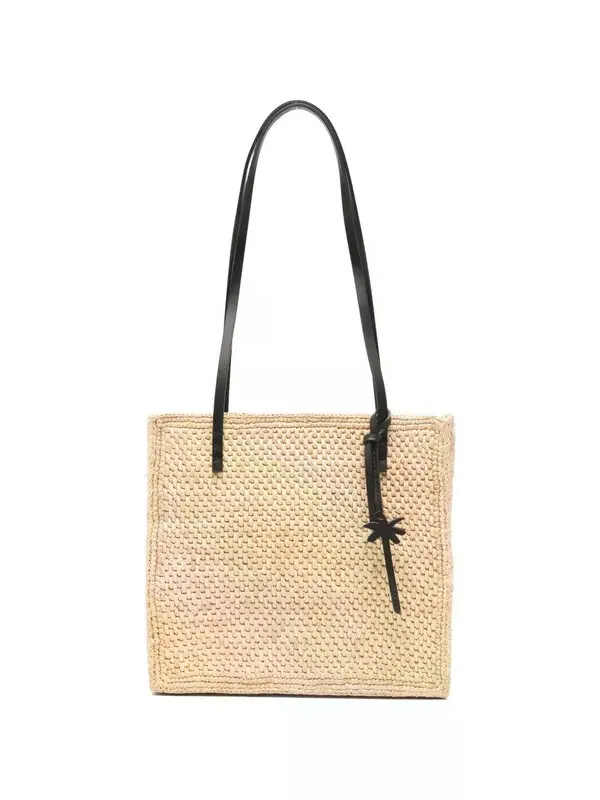 Manebí Inez Raffia Charm Shoulder Bag - Neutrals