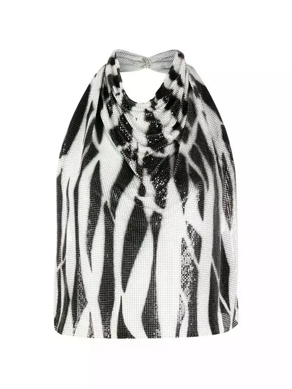 Versace Zebra-print Open Back Top - White