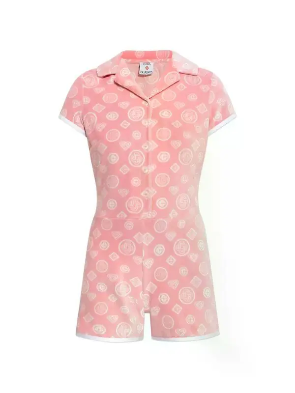 Casablanca Patterned Collared Playsuit - Pink