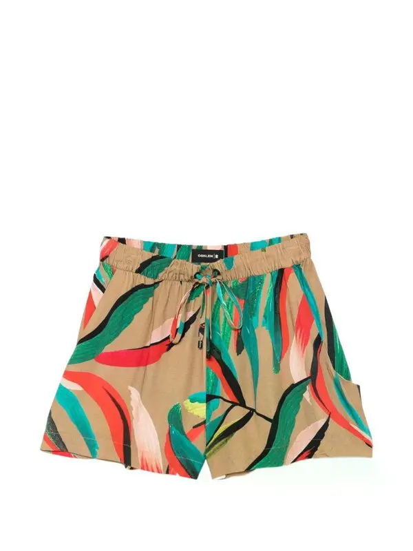 OSKLEN Floral Print Drawstring Shorts - Neutrals