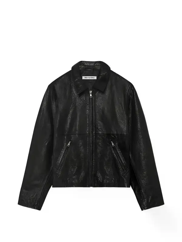 WON HUNDRED Collared Leather Jacket - Black