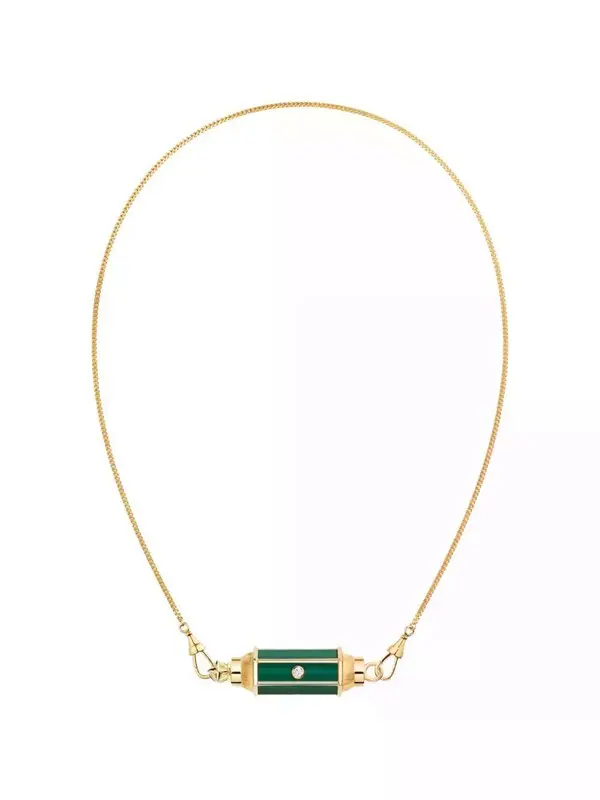 MARIE LICHTENBERG Baby Locket Diamond And Malachite Necklace - Gold