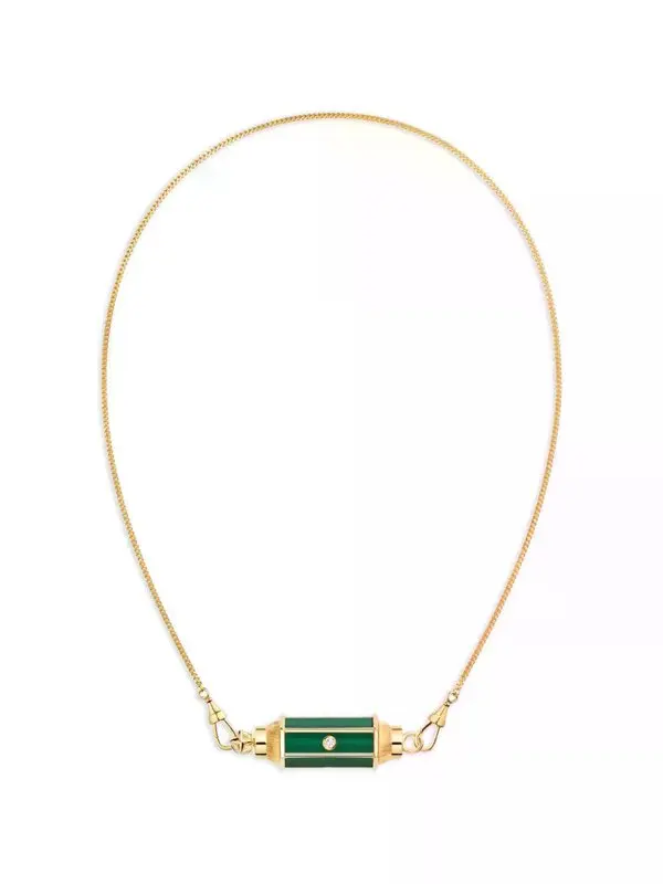 MARIE LICHTENBERG Baby Locket Diamond And Malachite Necklace - Gold