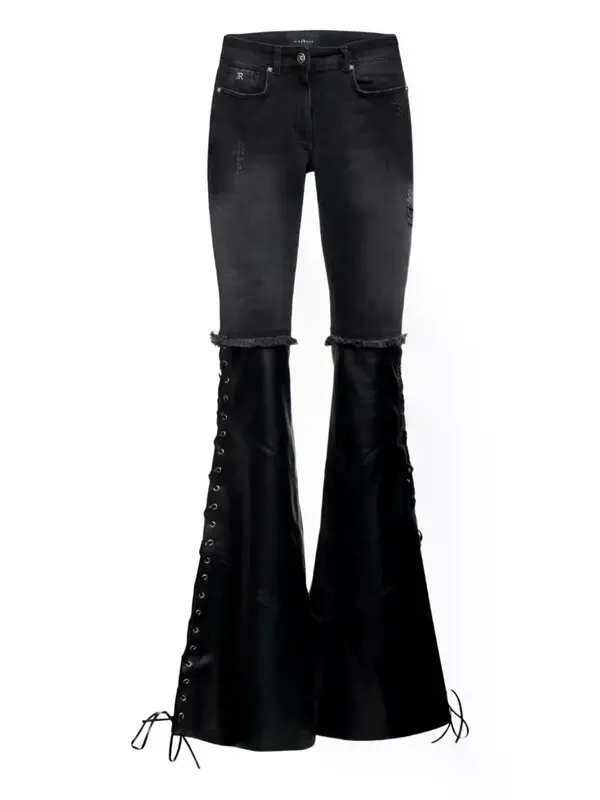 John Richmond Lace-up Flared Jeans - Black
