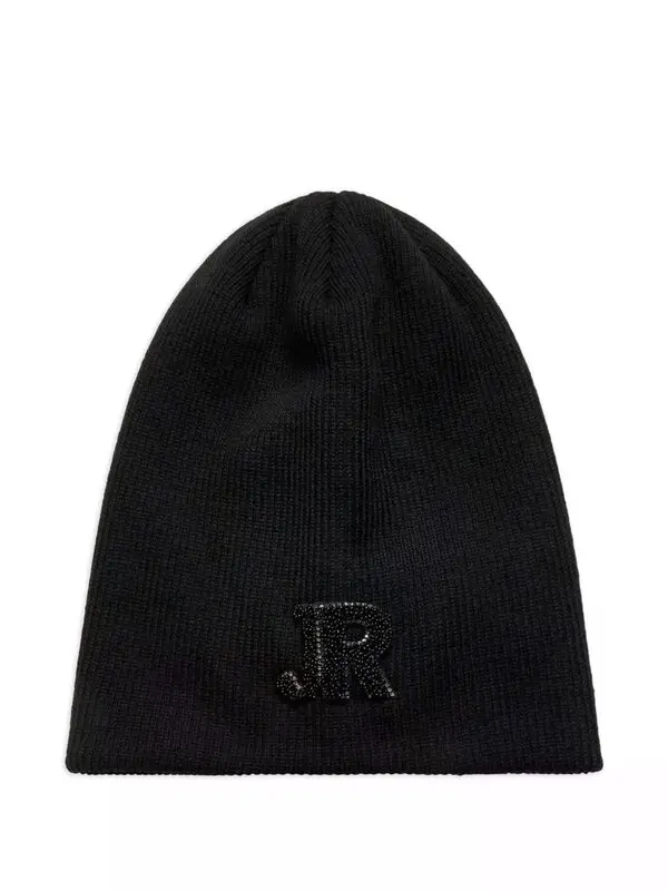 John Richmond Beaded Logo Beanie - Black