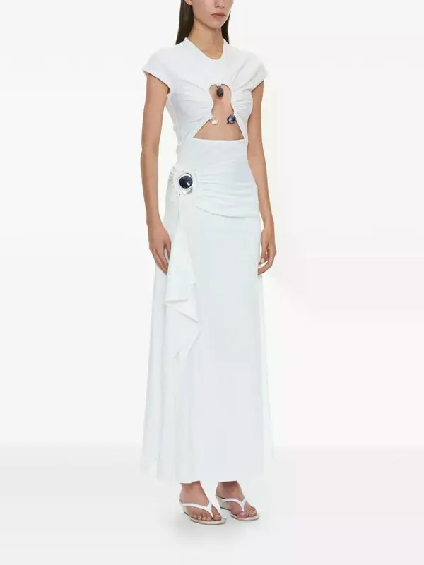 Christopher Esber Hiero Crystal-capped Cut-out T-shirt - White