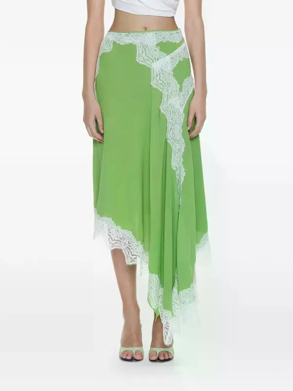 Christopher Esber Verve Lace Detail Asymmetric Skirt - Green