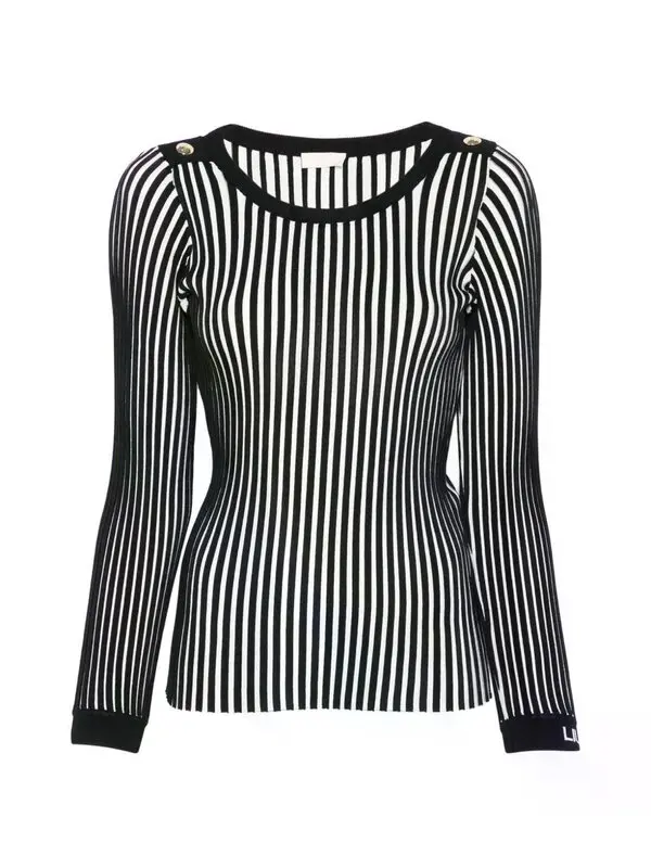 Liu Jo Striped Button Top - Black