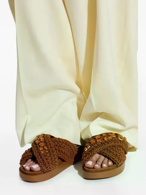 Inuikii Jewel-embellished Braided Flat Sandals