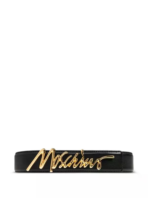 Moschino Signature Leather Belt - Black