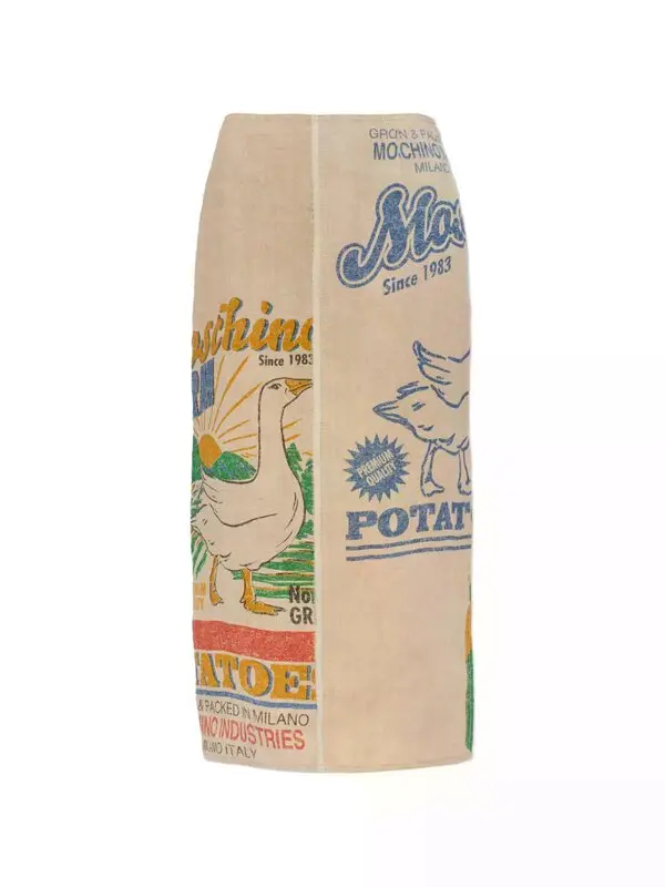 Moschino Printed High-waisted Midi Skirt - Neutrals