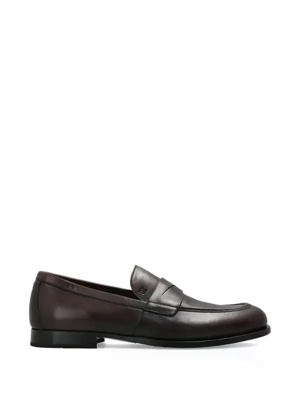 FABI Penny-strap Leather Loafers - Brown