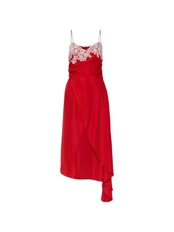 Moschino Lace Asymmetric Midi Dress - Red