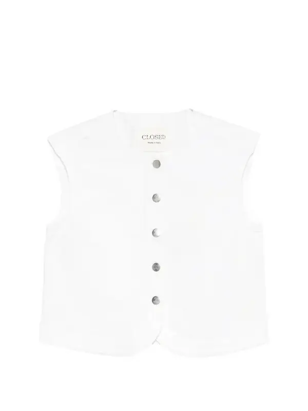 Closed Buttoned Vest - White