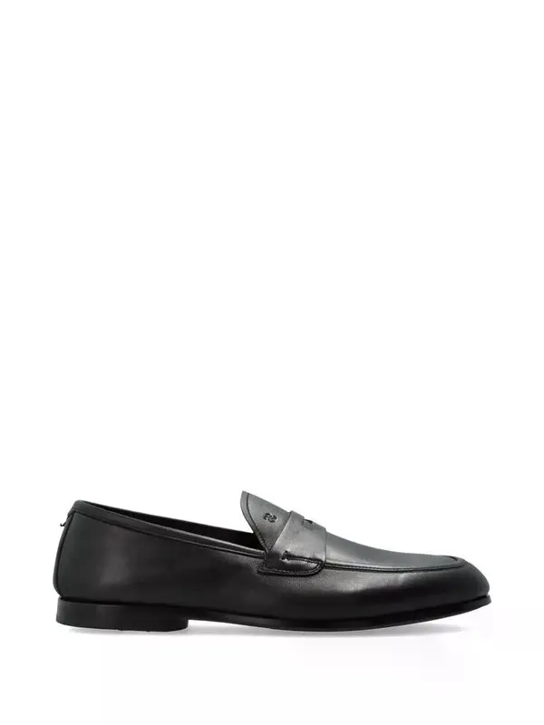 FABI Almond-toe Leather Loafers - Black