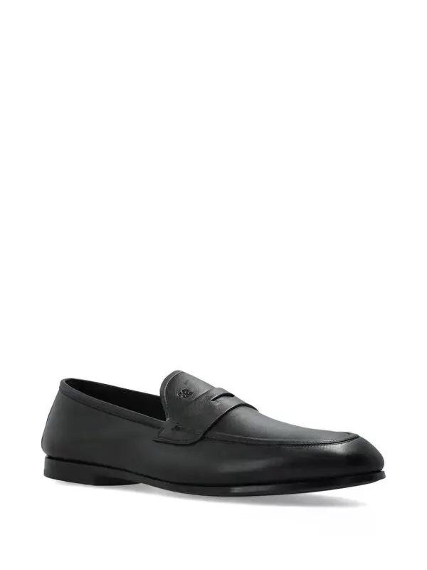 FABI Almond-toe Leather Loafers - Black
