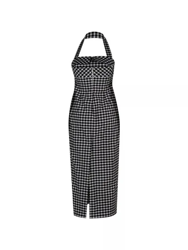 Posse Chiara Halter Gingham Midi Dress - Black