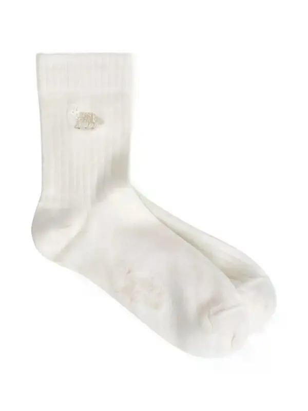 Maison Kitsuné Fox Ribbed Socks - White
