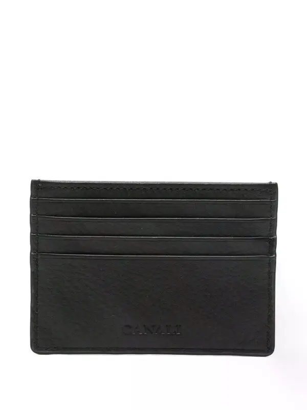 Canali Logo Leather Cardholder - Black