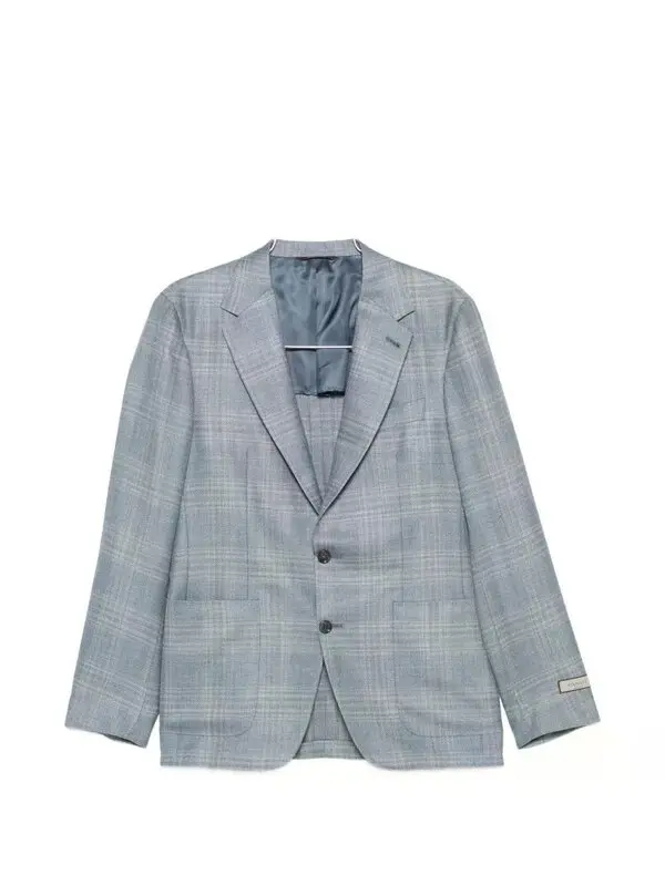 Canali Checked Two-button Blazer - Blue