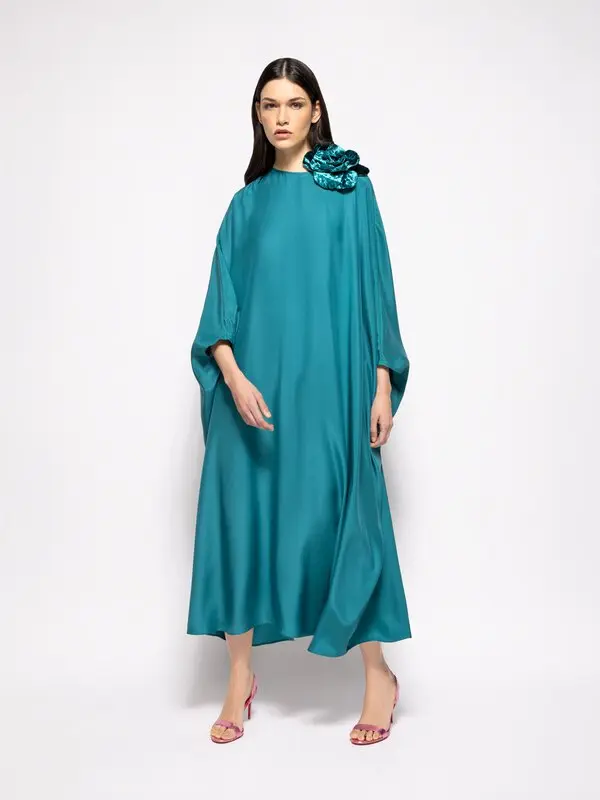 PAULA Botanical Silk Kaftan Dress