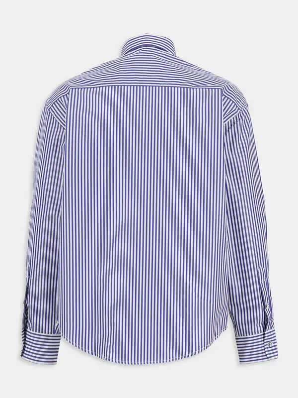 AMI Paris Royal Cotton Embossed Striped De Coeur Boxy Shirt