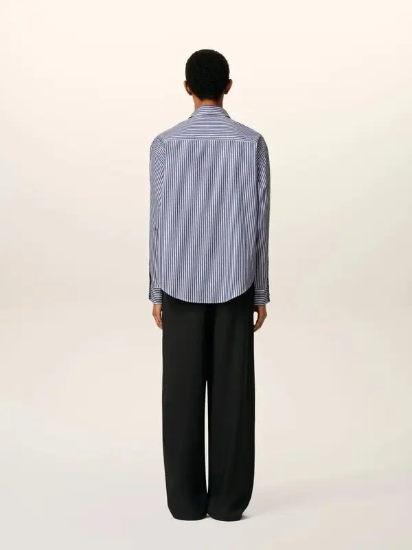 AMI Paris Royal Cotton Embossed Striped De Coeur Boxy Shirt