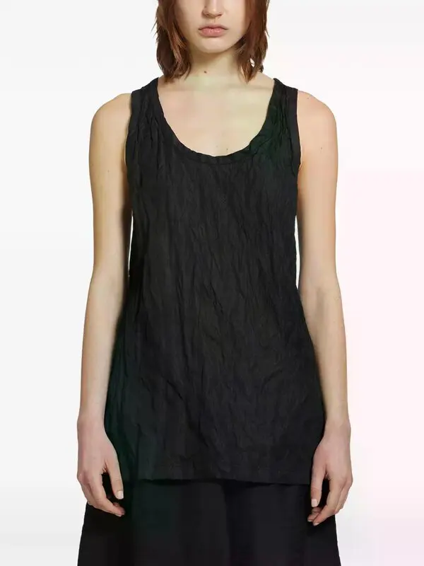 TOTEME Crinkled Cotton Tank Top - Black
