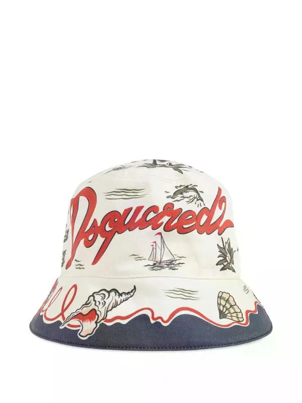 Dsquared2 Beach-print Bucket Hat - White