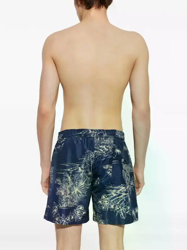 Moncler Floral-print Swim Shorts - Blue