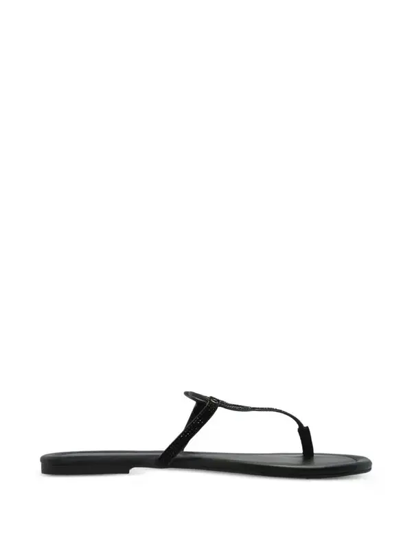 Kurt Geiger Heart-detail Leather Flat Sandals - Black