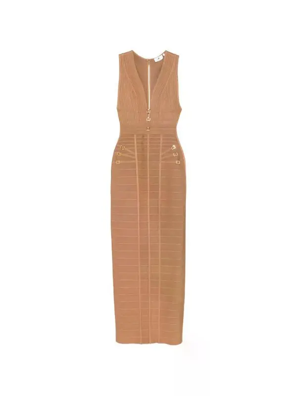 Elisabetta Franchi V-neck Embellishment Maxi Dress - Brown