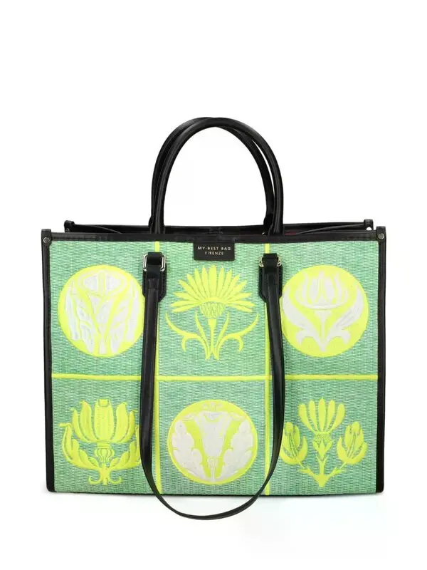 MY BEST BAG FIRENZE Embroidered Pattern Tote - Green