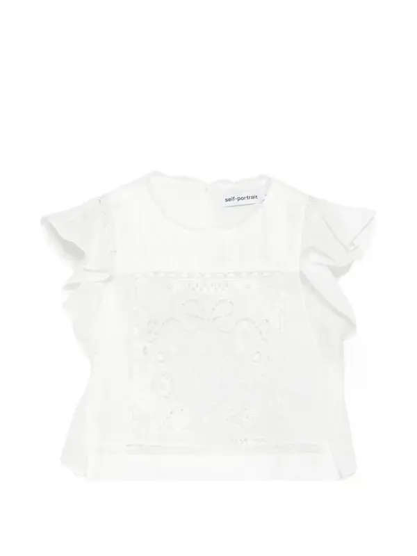 SELF-PORTRAIT Lace-detail Ruffled Top - White