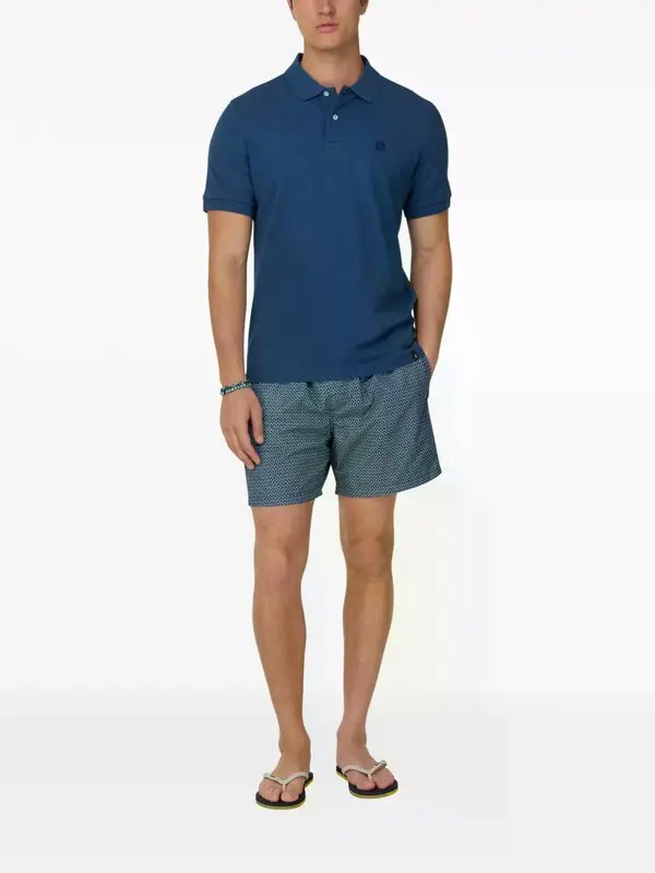Boggi Milano Pique Button Polo Shirt - Blue