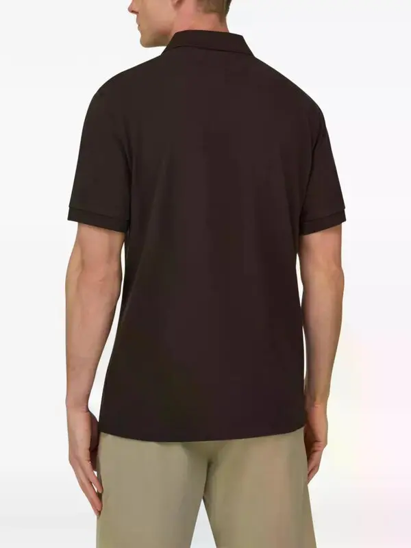Boggi Milano Button Flocked Polo Shirt - Brown