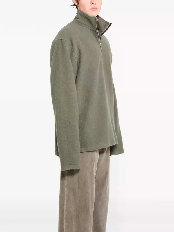 RIER Zip-up Virgin Wool Jumper - Green