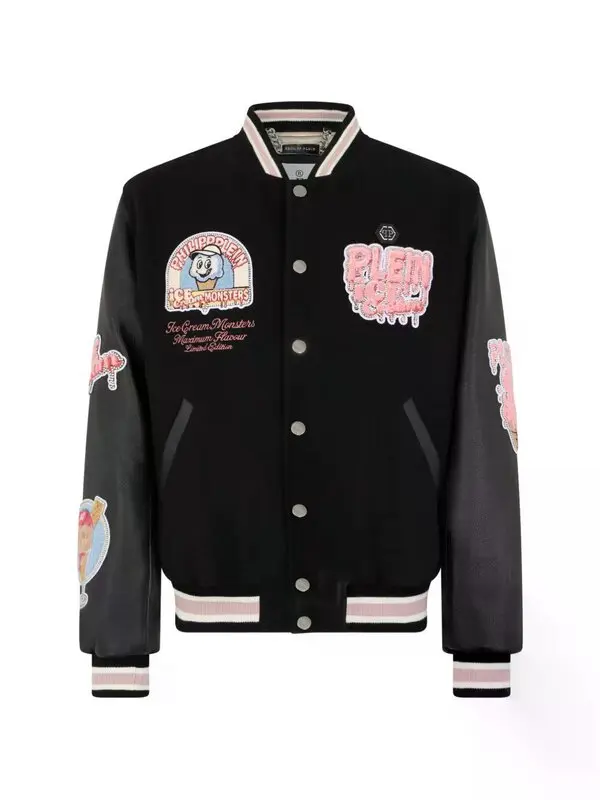 Philipp Plein Appliqué Bomber Jacket - Black