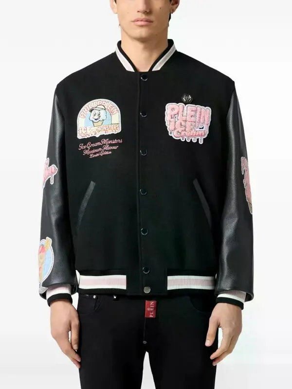 Philipp Plein Appliqué Bomber Jacket - Black