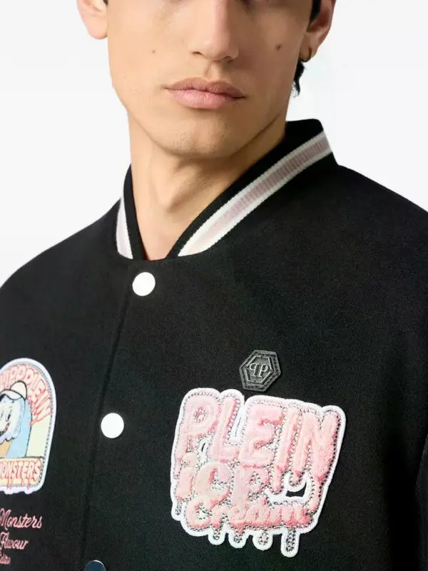 Philipp Plein Appliqué Bomber Jacket - Black