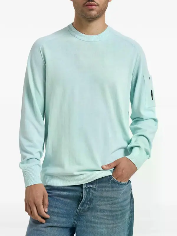 C.P. COMPANY Crewneck Sweater With Sleeve Pocket Detail - Blue